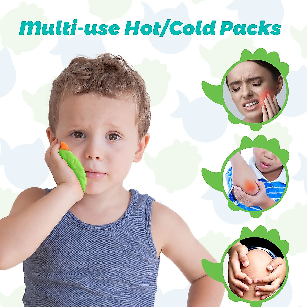 LotFancy Kids Ice Packs for Boo Boos, 3 Pack, Reusable Hot Cold Packs with Cute Plush Sleeves, Small Round Gel Beads Pads for Injuries, Headache, Fever, Wisdom Teeth, Pain Relief, 4.75”