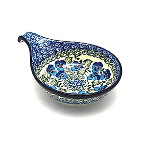 Polish Pottery Spoon/Ladle Rest - Winter Viola