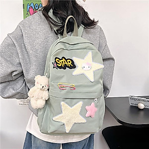 Cute Backpack for Women Men, Kawaii Y2K Grunge Trendy Colorful Harajuku Hiking Travel Backpack Aesthetic Backpack (Green)
