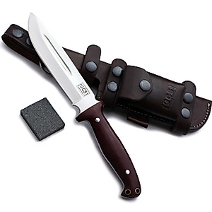 GCS Handmade Micarta Handle D2 Tool Steel Tactical Hunting Knife with leather sheath Full tang blade designed for Hunting & EDC GCS 155