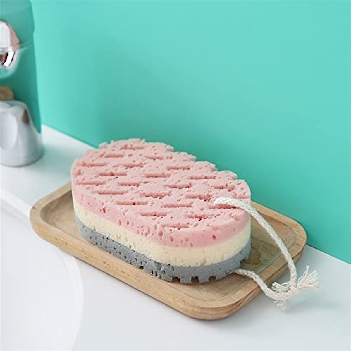 INGVY Dry Brushing Body Brush Bath Sponge Ball Shower Rub Whole Body Exfoliation Dead Skin Remover Massage Brush Moisturizing Scrubber Bathroom Accessory (Size : Gray)