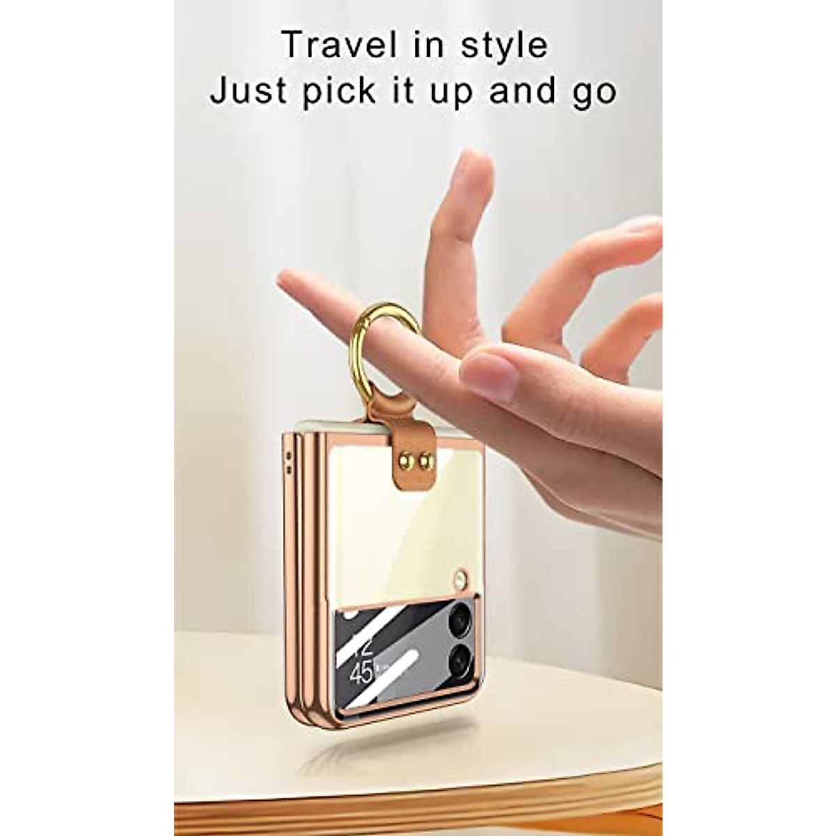 FYTON Galaxy Z Flip 4 Case with Ring, Ultra-Thin Electroplated Frame Z Flip 4 Case with Ring Holder, Anti-Scratch Shockproof Protective Cover with for Samsung Galaxy Z Flip 4 5G (2022), Lavender