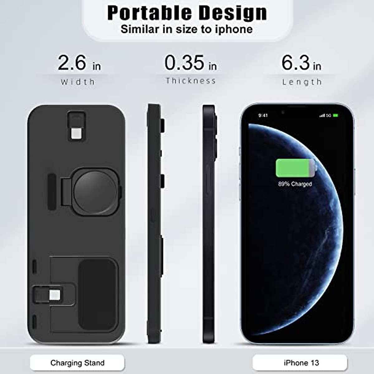 3 in 1 Charging Station for Multiple Devices Apple Portable Charging Stand for Apple Watch iPhone and AirPods Build-in Charger Charging Dock Holder for iPhone with Adapter and Cable (Black)