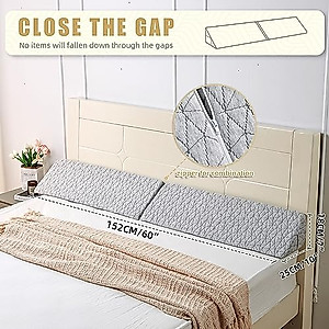 DECMAY Queen Bed Wedge Pillow for Headboard,Detachable Memory Foam Bed Gap Filler Queen Size,Close The Gap (0-7") for Headboard and Mattress(Gray,60 x10 x7In)