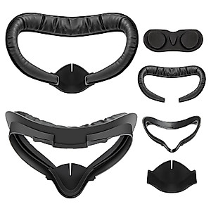 Mviioe for Quest 2 Face Cushion, Quest 2 Face Pad Light PU Leather Foam Face Cover Replacement Pad Washable Lightproof Anti-Leakage (Black)