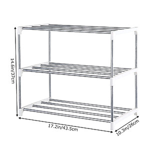 Fouews Small Shoe Rack, Narrow Stackable Shoe Shelf Organizer for Entryway, Doorway and Bedroom Closet (3-Tier, White)