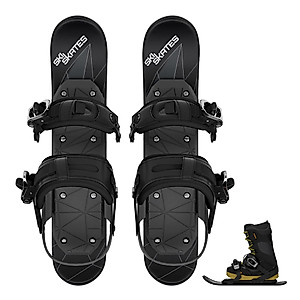 Skiskates - Short Mini Ski Skates for Snow | Skating Skis Snowblades Skiboards | Ice Skates for Snow | Shortest Skis Ever (Black | for Snowboard Boots)