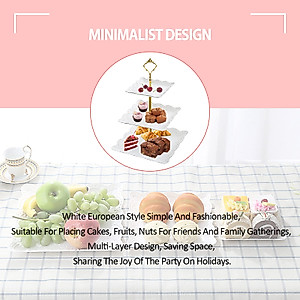 MOTOOLER 3Pcs White Square 3 Tiered Cake Stands, 3 Tier Serving Tray Cupcake Holder Dessert Stand Fruit Candy Display Table Decorations for Home Party Birthday Tea Party Baby Shower