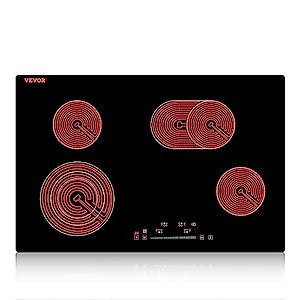 VEVOR Electric Stove Top 30 Inch,4 Burners Electric Cooktop,9 Power Levels & Sensor Touch Control,Easy to Clean Ceramic Glass Surface,Child Safety Lock,240V