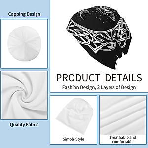 Sigouyinei Black and White Pagan Witch Moth Knit Hat Slouchy Skull Cap Beanie Hat for Men Women Gifts