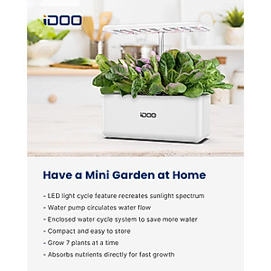 iDOO Hydroponics Growing System, Indoor Garden Starter Kit with LED Grow Light, Automatic Timer Germination Kit, Height Adjustable (7 Pods)