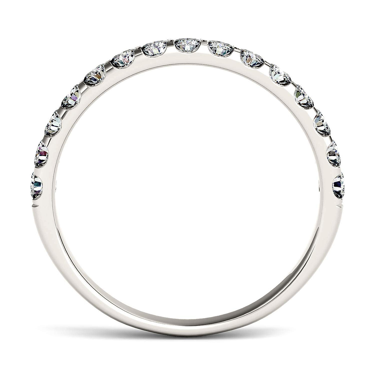 14K White Gold Moissanite by Charles & Colvard 2mm Round Wedding Band-size 6 0.45cttw DEW by Charles & Colvard