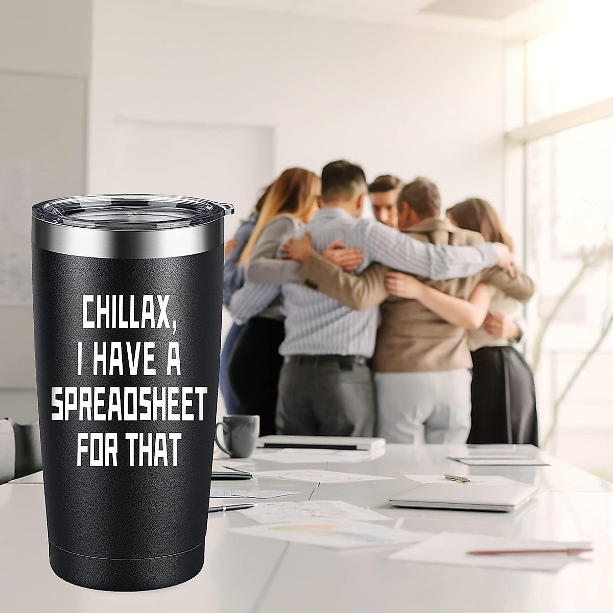 ARIABLE Chillax I Have A Spreadsheet for That - Accountant Gifts Funny Gifts for Boss, CPA, Coworker, Colleagues, 20 Oz Black Engraved Tumbler