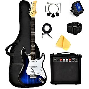 Master Play 39 Inch Electric Guitar,For Kids/beginner With Complete Starter Kit, 20 Watt Amp, 6 Extra String, Picks, Gig Bag, Shoulder Strap, Digital tuner, Cable, Wash Cloth Blueburst