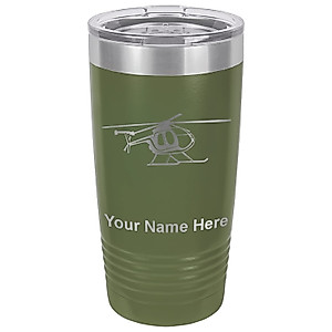 LaserGram 20oz Vacuum Insulated Tumbler Mug, Helicopter 1, Personalized Engraving Included (Camo Green)