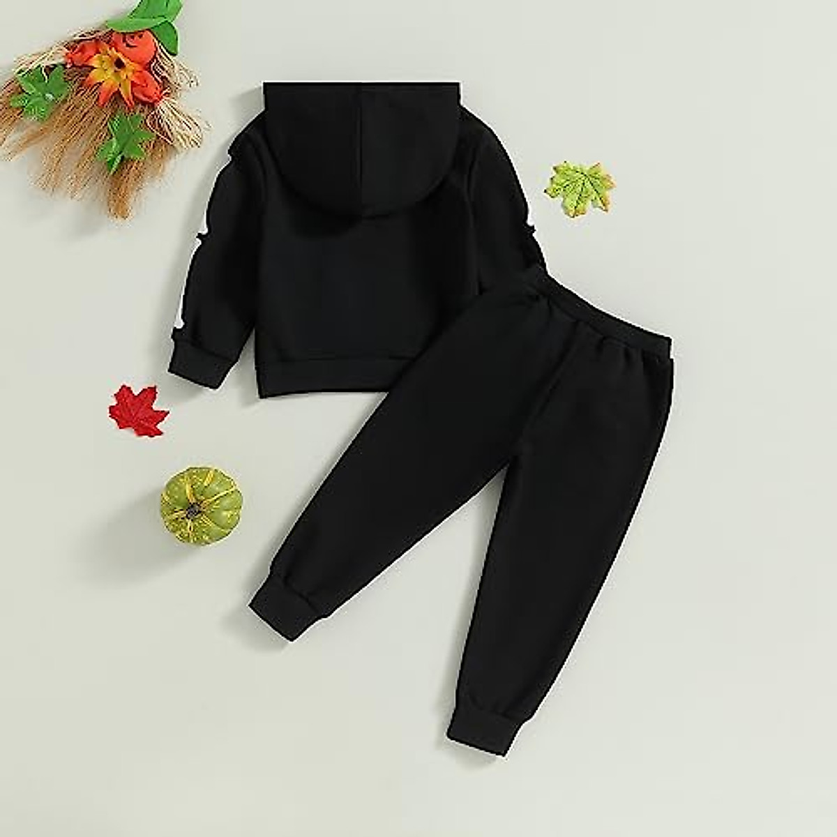 Halloween Baby Clothes Toddler Boy Pumpkin Sweatshirt Hoodie Skeleton Hooded Sweatsuit Set Little Kid Fall Outfit (Black,6-7 Years)