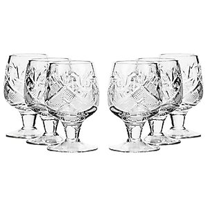 World Gifts Elegant and Modern Russian Cut Crystal Drinking Glass for Home, Parties, and Events - 1oz, Sherry Shot Glass, 35ml, Set of 6
