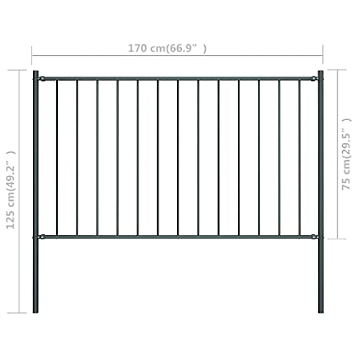 Fence Panel with Posts,Garden Fence Border,Portable Fence,Privacy Fence,Fencing for Yard,Private Fence,Garden Fence for Dogs,for Patio,Backyard,Outdoor Pool,Porch,Powder-Coated Steel Anthracite
