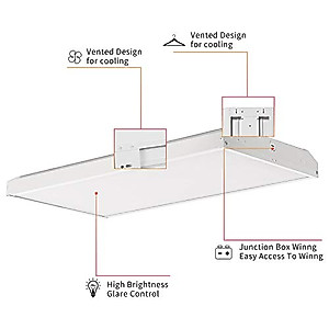 Wirefield High Bay Led Shop Lights 2FT 100W 13000LM Linear LED Industrial Workshop Light,Warehouse Light 5000K Daylight,0-10V Dim,4Lamp Fluorescent Equivalent,Hanging and FlushMount,DLC and UL Listed