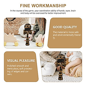 Kisangel Wooden Kendama Ball Toy Kendama Cup Toy Wooden Catch Game Japanese Traditional Wooden Toy Hand- Eye Coordination Toy ( Black )