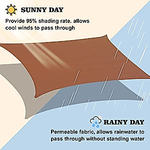 Yardmaker Sun Shade Sail Canopy Square 12'x12' Outdoor Shade sail for Patio Backyard Garden, Brown