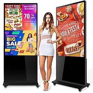 antfraer 55INCH Digital Signage Floor-Standing 4K Digital Signage Kiosk, Touch Screen Totem for Indoor LCD Advertising Display, Android 11.0 OS with WiFi & UHD Inputs Digital Signage Displays