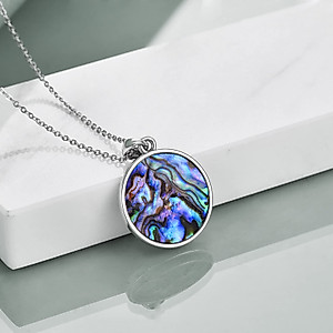 YFN Celtic Trinity Knot Necklace Sterling Silver Abalone Shell Triangle Triquetra Pendant Necklace Good Luck Irish Jewelry for Women Men