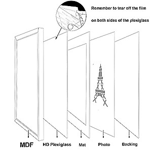 LUCKYLIFE 8x10 Picture Frame Black Wood with Double Mat for Tabletop or Wall, Set of 2