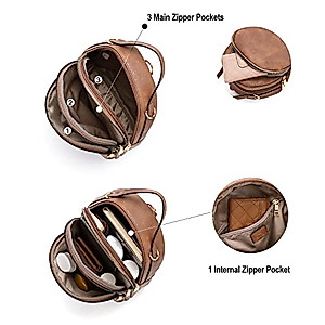 CLUCI Small Backpack Purse for Women Leather Women's Backpack Handbags Fashion Bookbag Mini Convertible Lady Travel Backpack Brown