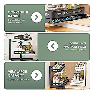 Generic Under Sink Organizer, 2-Tier Metal Pull Out Kitchen Cabinet Organizer, Freely Adjustable, Rust Resistant, Sturdy Multi-Functional for Bathroom Organization, White