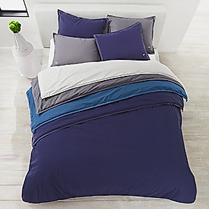 Lacoste Washed Solid Duvet Set, Indigo Blue, King (16270312)