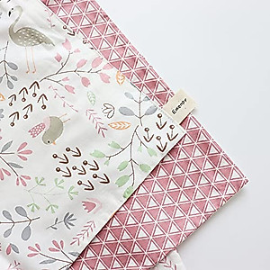 Emenpy 100% Cotton Crib Bedding Set for Infant Boys Girls,3 Pcs Baby Bed Linen Include Duvet Cover,Fitted Sheet,Pillowcase,Nursery Decoration,No Filler(Pink)