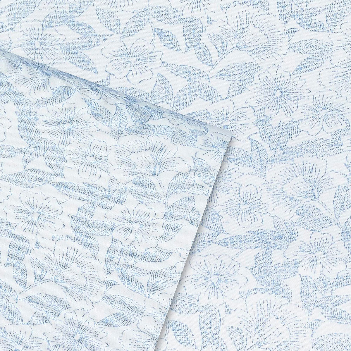 Laura Ashley - Full Sheets, Soft Sateen Cotton Bedding Set - Sleek, Smooth, & Breathable Home Decor, Dorm Room Essentials (Blossoming Blue, Full)