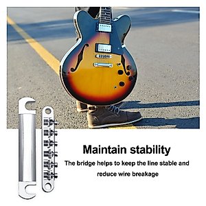 SAPHUE A Set of String Saddle Tune-O-Matic Bridge and Tailpiece with Studs for GB LP Style Electric Guitar (Chrome)