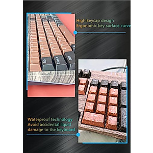 BAWAQAF Gaming Keyboard Wood Texture Mechanical Keyboard Mechanical Gaming Keyboard RGB Rainbow Backlit Compact Wired Keyboard 104 Keys(Brown Switch and Red Switch)