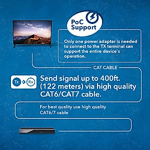 OREI 4K USB 2.0 HDMI Extender Over LAN HDBaseT PoC Single CAT5e/CAT6A/CAT7 Cable 4K @ 60Hz - Up to 400 Ft 4:4:4 - KVM Webcam Remote Keyboard Mouse USB Control - Digital Full HD (4K USB 2.0)