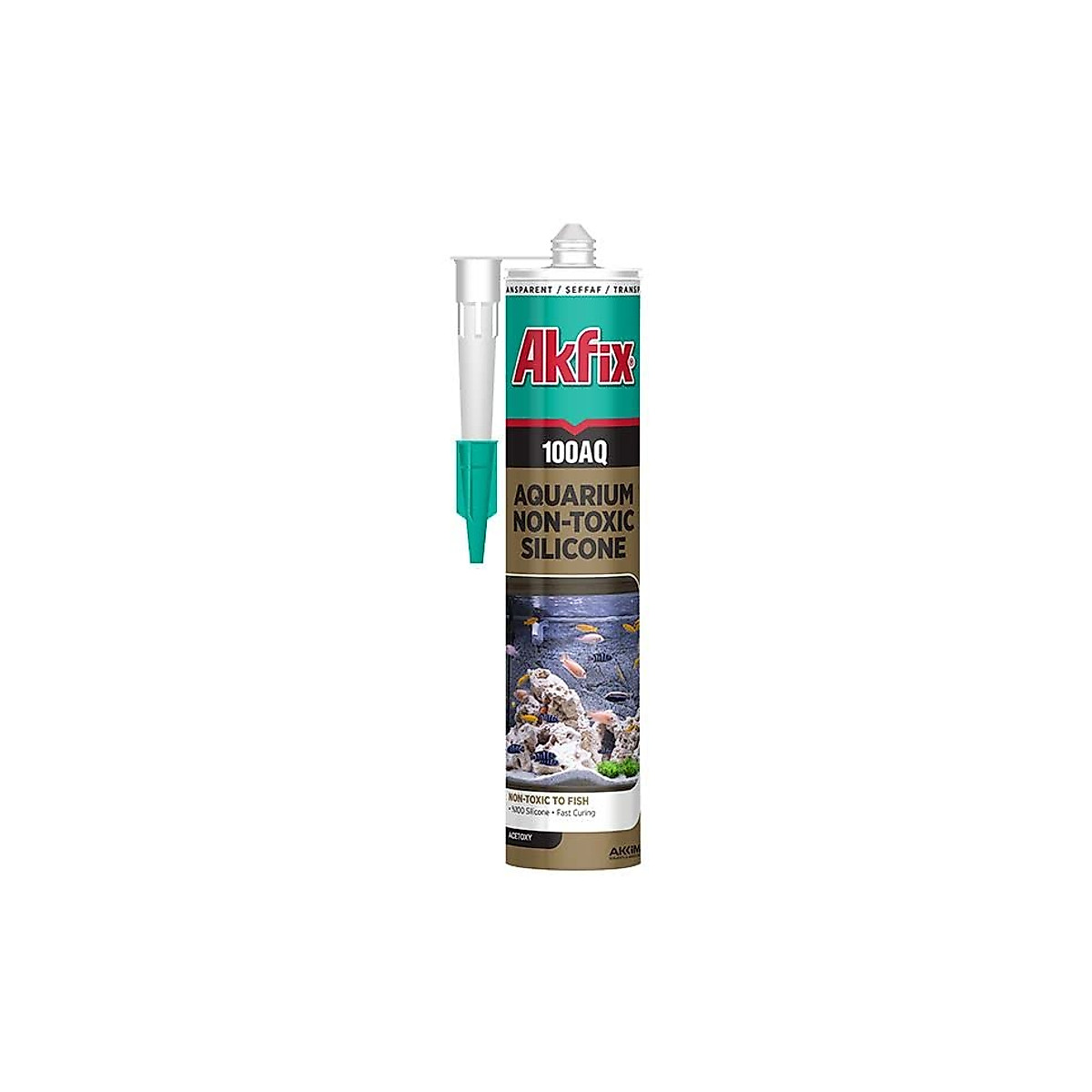 Akfix 100AQ Aquarium Safe Silicone Sealant - Waterproof Bond to Glass, Clear 100% Silicone Sealer for Freshwater & Saltwater Aquarium, Solvent-Free, Non-Toxic | 2 - Pack, 9.5 Oz. Transparent