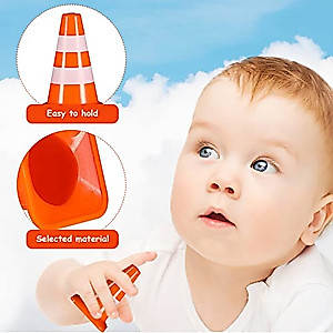 Gadpiparty Pre Rolled Cones 10 Pcs Miniature Traffic Cones Road Construction Cones Kids Traffic Signs Toys Children Educational Learning Toys Sand Table Ornaments Street Signs