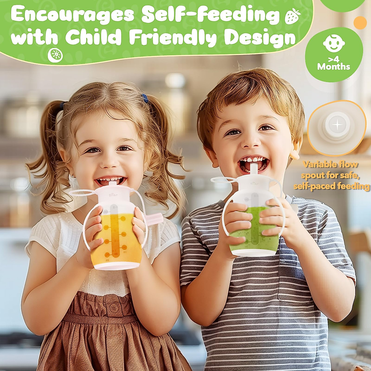 BEAR Baby Food Maker & Baby Fruit Food Feeder & Mini Freezer Nibble Tray & Baby Food Pouches Combo