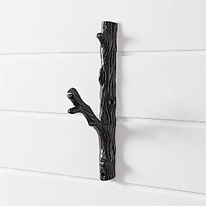 Danya B. Cast Iron Tree Branch Wall Hook 2-Piece Set | Wall Mounted | For towels, bags, purses, coats, jackets, scarves, hats, caps, robes | Use in Entryway, Bedroom, Hallway, Bathroom, Kitchen- Brown