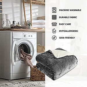 Chic Home 3 Piece Josepha Pinch Pleated Ruffled & Pintuck Sherpa Lined Comforter Set, King, Grey