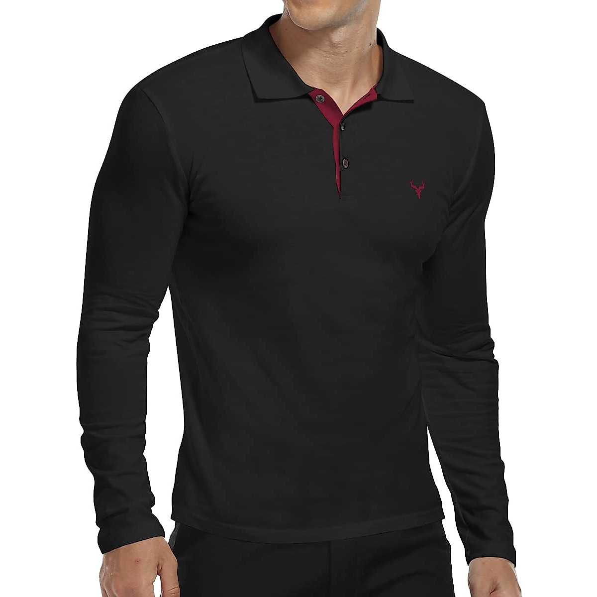 YTD Mens Polo Shirts Long Sleeve Cotton Golf Polo Shirts for Men Slim Fit Casual Tops
