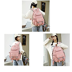 Aesthetic Laptop Backpack Kawaii Backpack Back to School Anti Theft Slim Durable Backpack with Large Capacity (Pink)