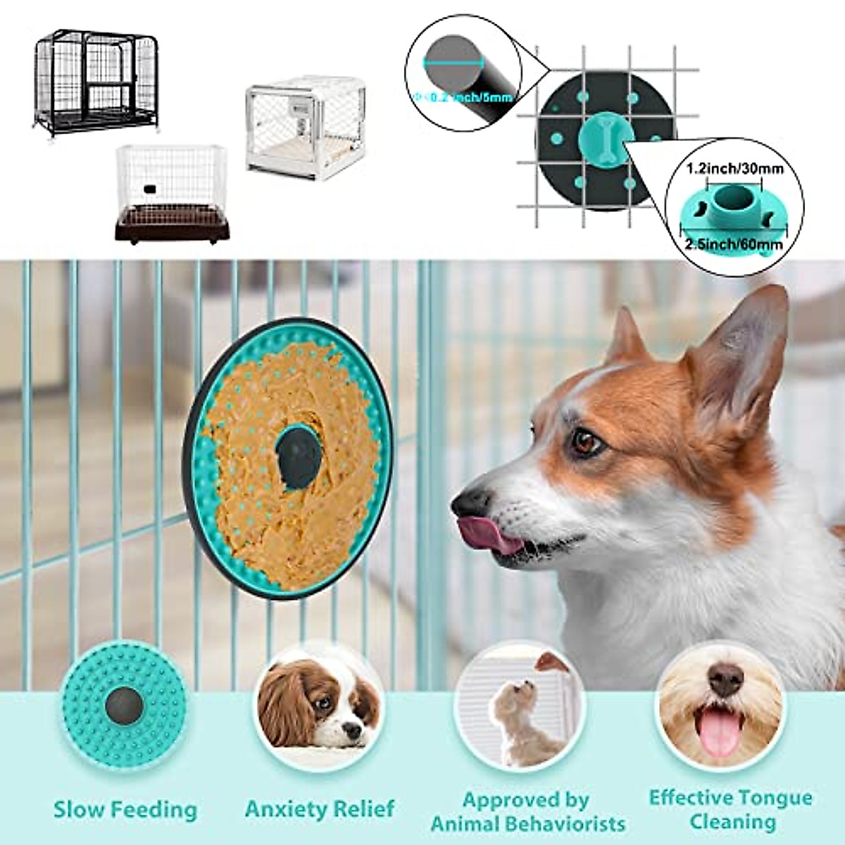 Lick Mat for Dogs, Dog Crate Lick Pads Slow Feeder, Lick Pad Crate Training Toy Crate Lick Plate,Very Suitable Peanut Butter, Treats Yogurt, Bolognese, for Boredom and Anxiety Relief Licking Pad