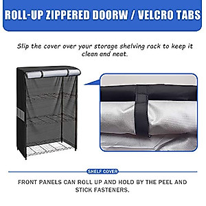 MOLLYAIR Shelf Cover with Side Pocket - Black Primary Color with Gray Middle Stitching,48x18x72 inch