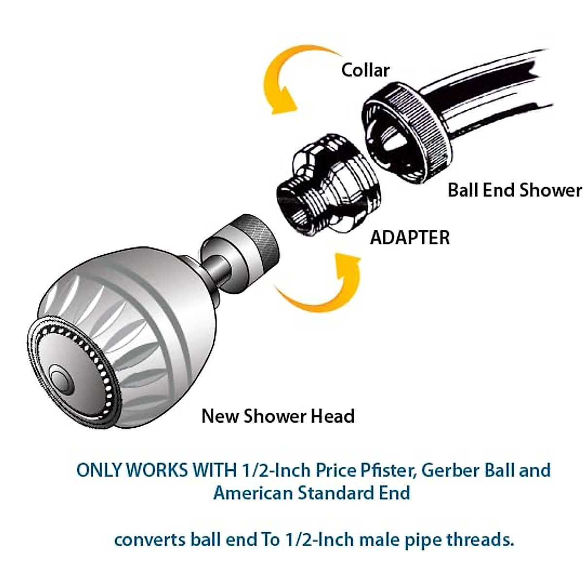 All 3 Ball End Shower Arm Adapter Set