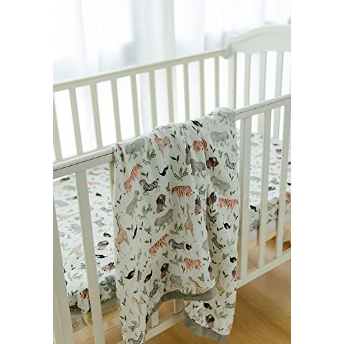 Little Jump Muslin Baby Quilt, Jungle Print Breathable Muslin Quilt Toddler Blanket - Oversized 47" x 47" - 2 Layers Muslin Crib Blanket for Baby Boy and Girls (Jungle)