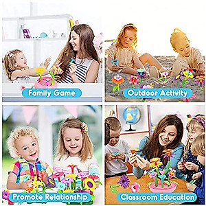 BEMITON Flower Building Toy Set for Girls, Best Birthday Gifts for 3 4 5 6 7 Year Old Kids, Arts and Crafts Kit for Toddlers, STEM Activities and Gardening Pretend Playset, 148 pcs