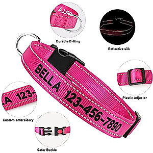 Personalized Dog Collar - Reflective Custom Embroidered with Pet Name and Phone Number for Boy and Girl Dogs, 4 Adjustable Sizes, XSmall,Small, Medium and Large