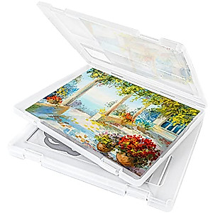 VIXKEXN 2 Pack Portable Project Case for 8.5 x 11 Letter A4 File Paper, Plastic Scrapbook Paper Storage Box, Documents Magazines Protector, Office Supplies File Storage Case ( 12.52 X 9.45 X 0.94